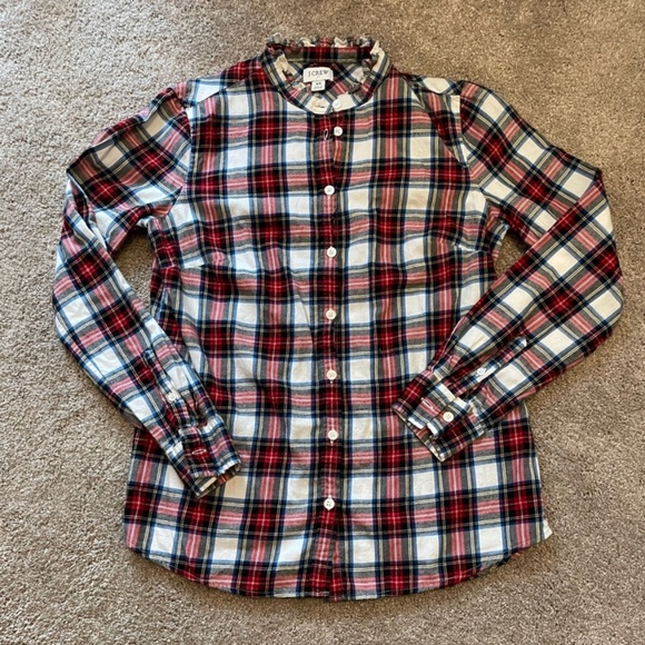 J. Crew | Tops | 3 For 25 Jcrew Plaid Buttonup With Neck Detail Size Xs | Poshmark